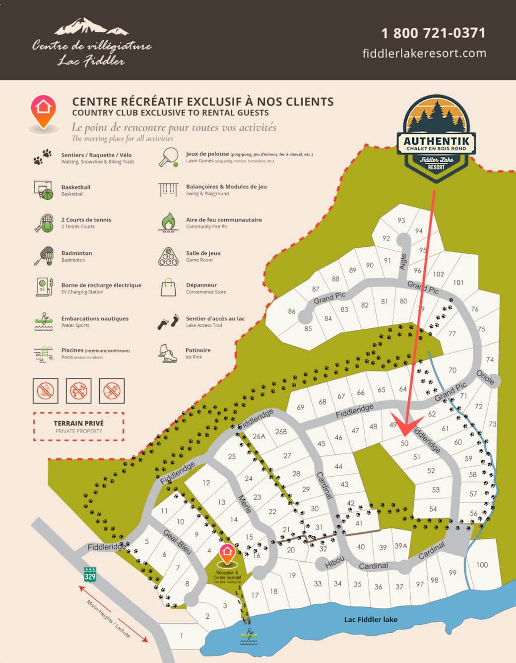 Carte Fiddler Lake Resort