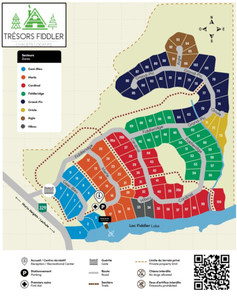 Carte du Resort du Lac Fiddler | TresorsFiddler.com