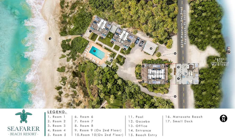 Map - Seafarer Beach Resort, Adult resort on Manasota Key